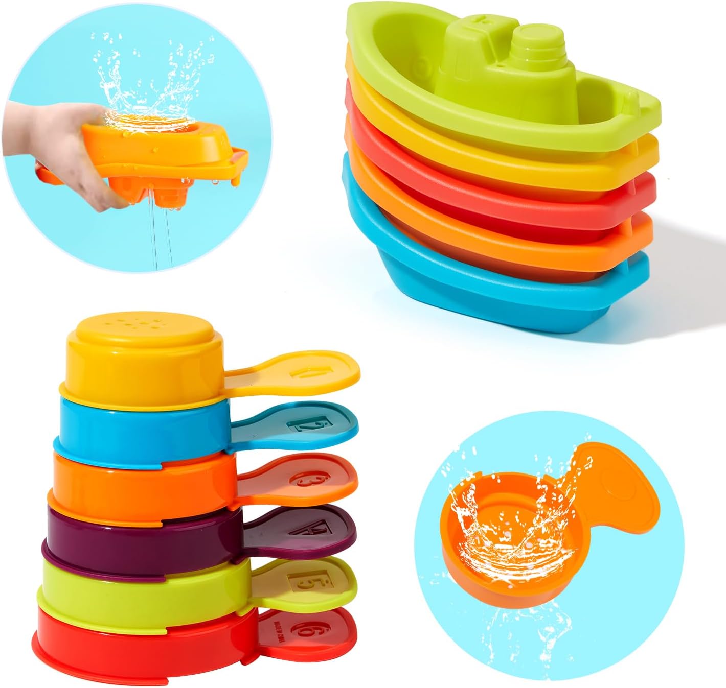 11PCS Mold-Free Floating Boats & Bathing Spoons Baby Bath Toys ...