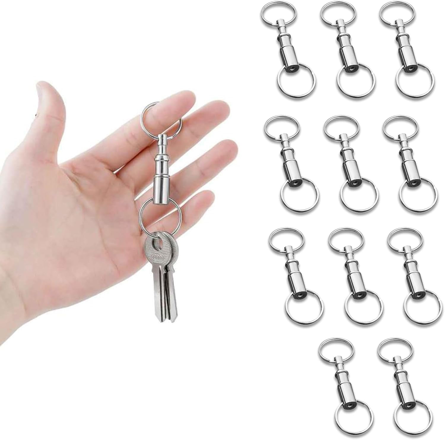 11PCS Quick Release Keychain, Detachable Pull Apart Key Rings with 2 ...
