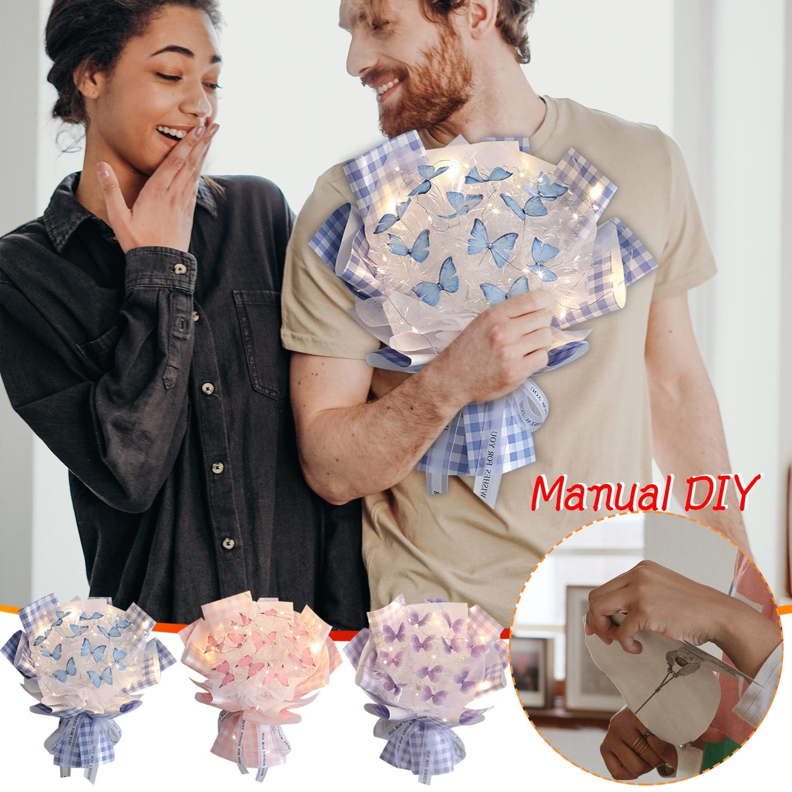 11Pc Butterflies Flower Bouquet Gift Set with Led Light Great Gift ...
