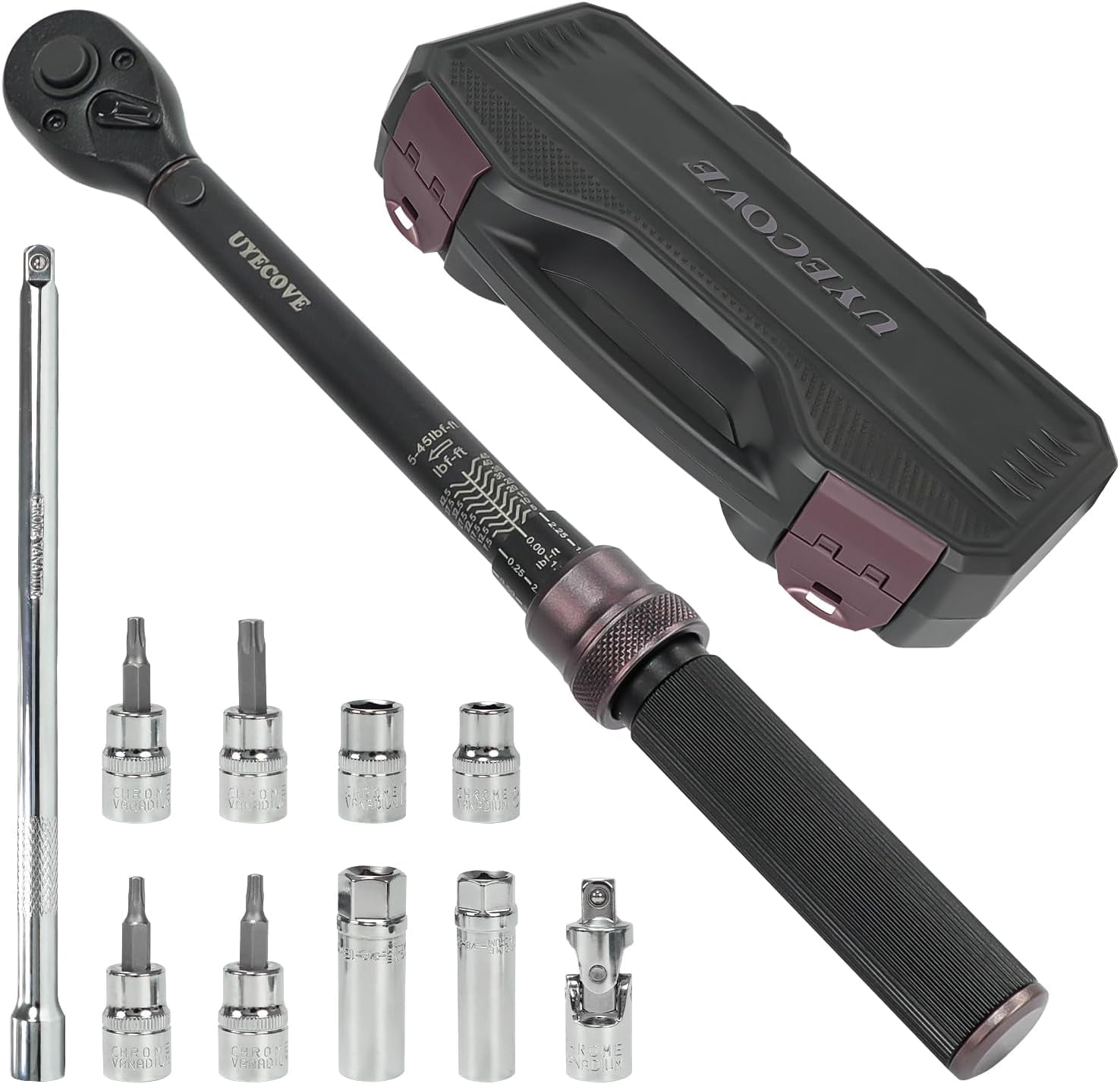 11Pcs 3/8 Inch Drive Spark Plug Socket Set with 72 Tooth Click Torque ...