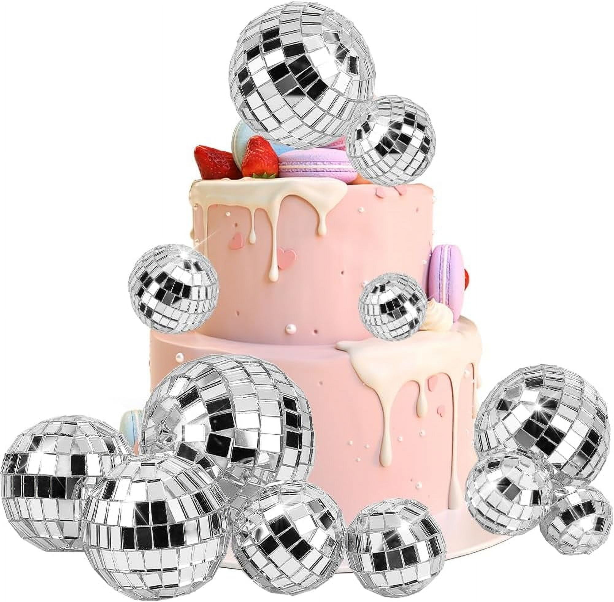 11Pcs 5 sizes Disco Ball Cake Topper Sliver Mini Disco Balls Decoration ...