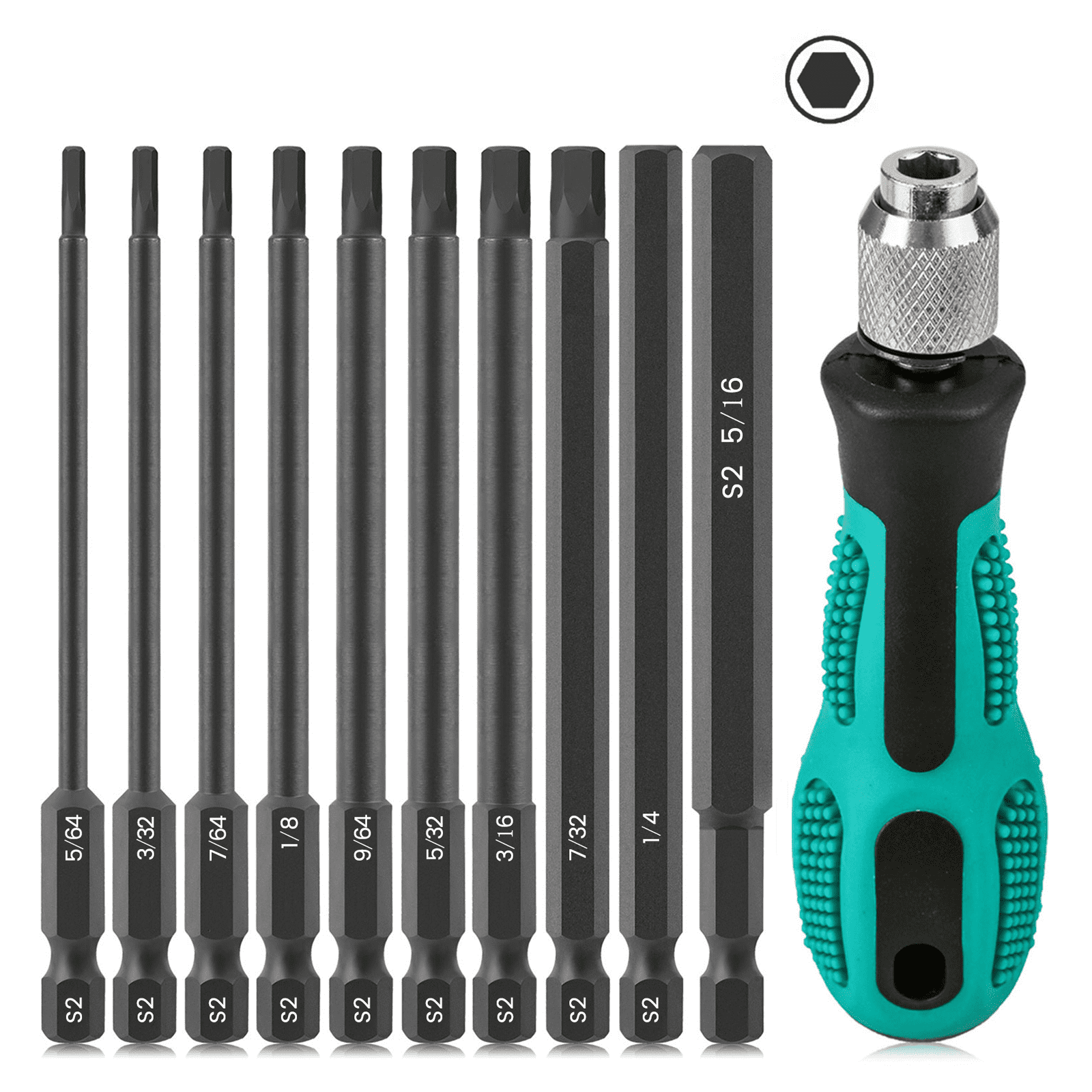 11Pcs Allen Wrench Drill Bit Set with Quick Change Bit Driver, 1/4 ...
