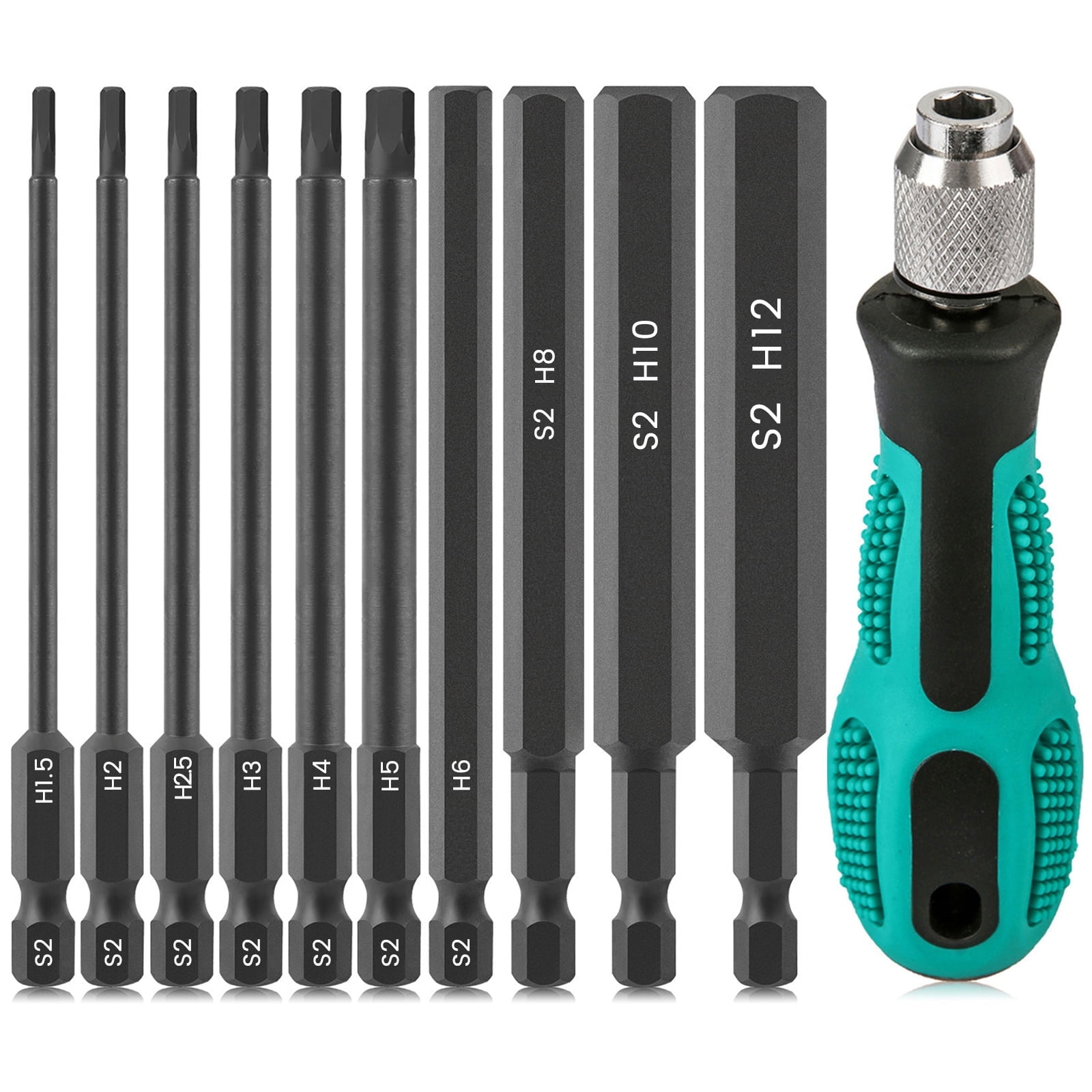 11Pcs Allen Wrench Drill Bits with Quick Change Bit Driver, Metric Hex ...
