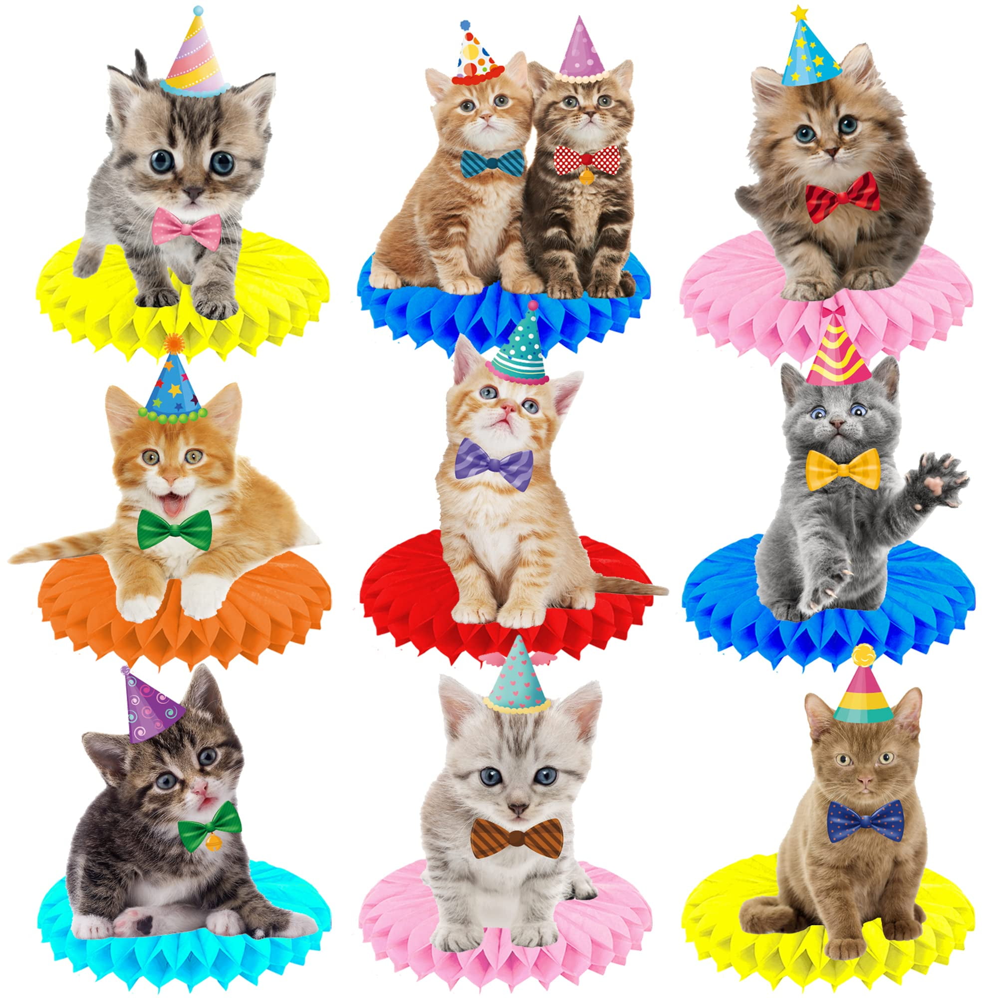 11Pcs Baby Cat Honeycomb DHF10 Centerpieces Pet Cat Themed Party ...