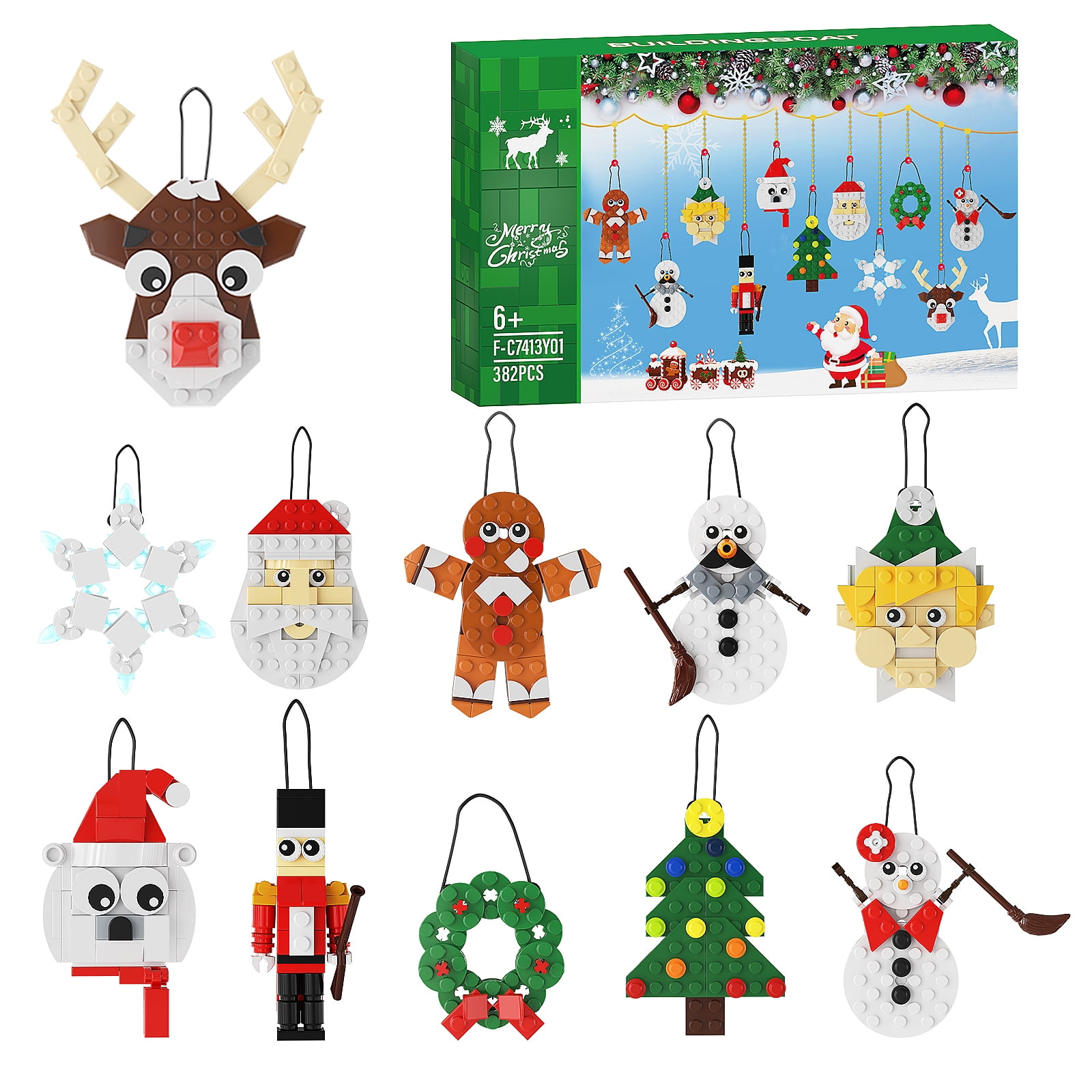 11Pcs Christmas Ornaments Building Blocks Kits DIY Decorative Hanging ...
