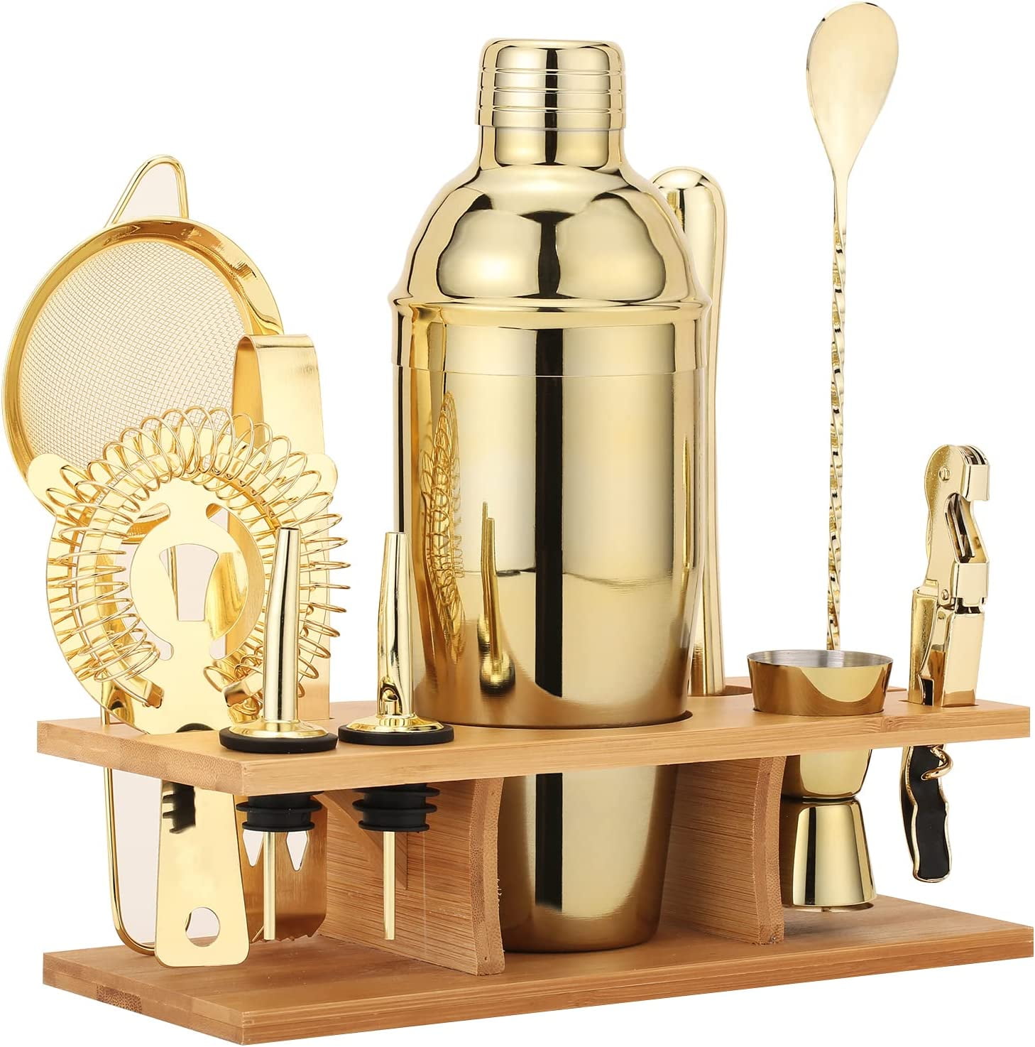 Bartending, 11Pcs-Cocktail Shaker Set Gold Drink Mixer with 25oz ...