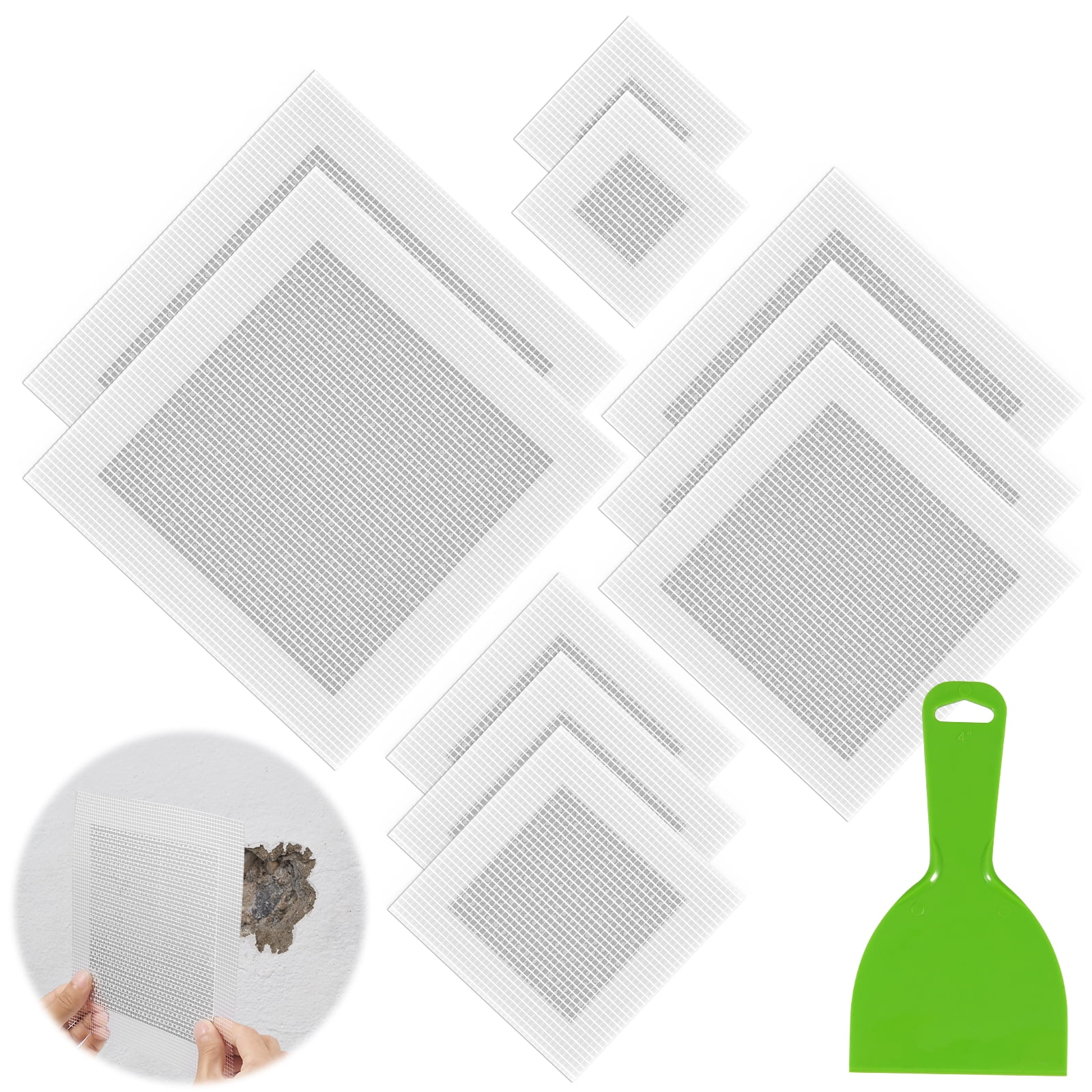 11Pcs Drywall Repair Kit 2/4/6/8inch Fiberglass Mesh Crack Patch Self ...