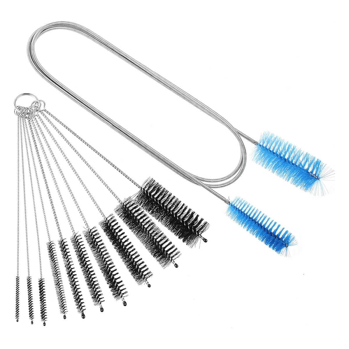 11Pcs Flexible Drain Brush Set,Stainless Steel Double-Ended Hose Brush ...