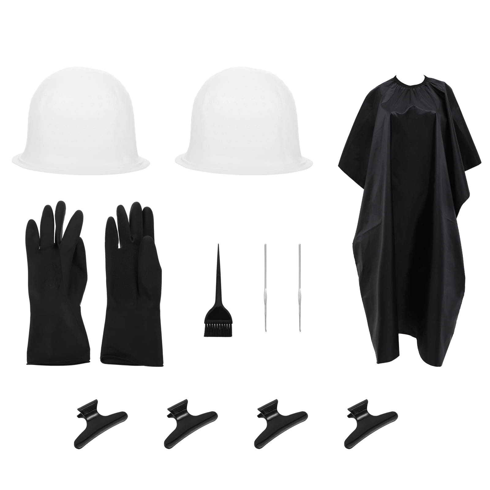 11Pcs Hair Dye Tools Kit with Hooks Brush Silicone Caps and Cape for ...