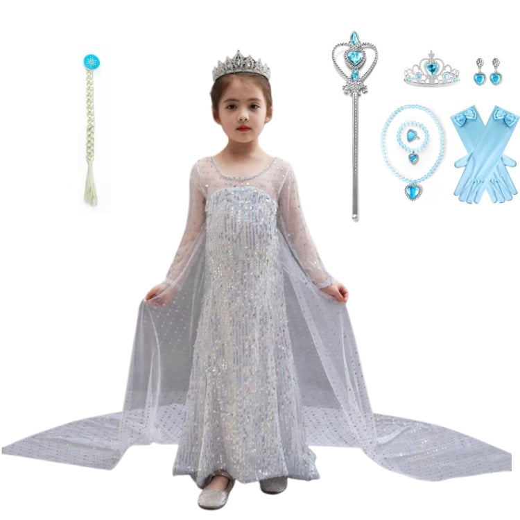 11Pcs Luxury Princess Dress Costumes with Shining Long Cape Girls ...