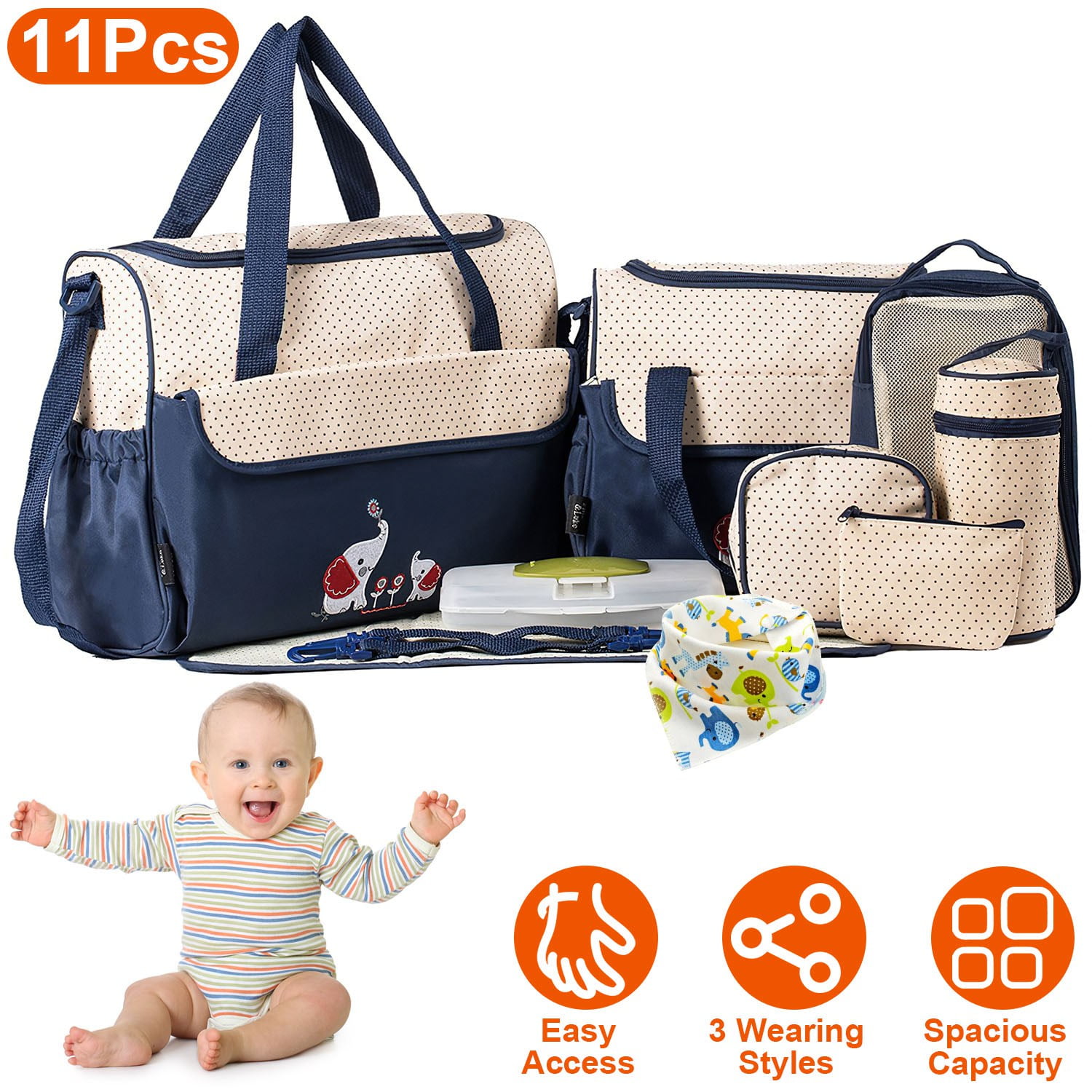 11Pcs Nappy Diaper Bag Set for Mom Dad Moclever Mummy Shoulder Bag ...