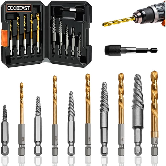 Left Handed Drill Bit And Extractor Set