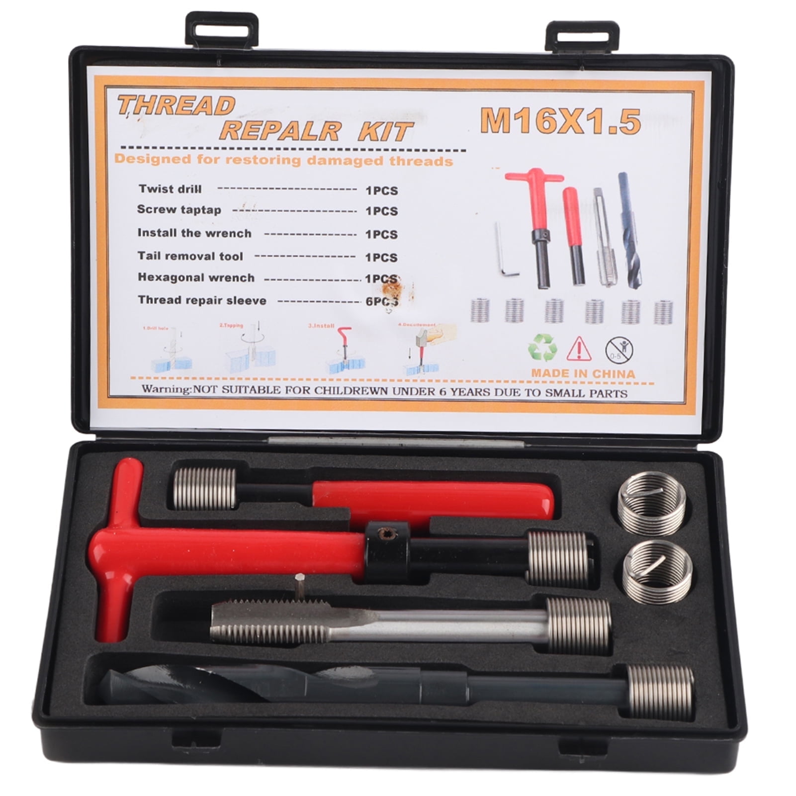 11Pcs Thread Repair Kit,Twisted Drill, Stainless Steel Twisted Drill ...