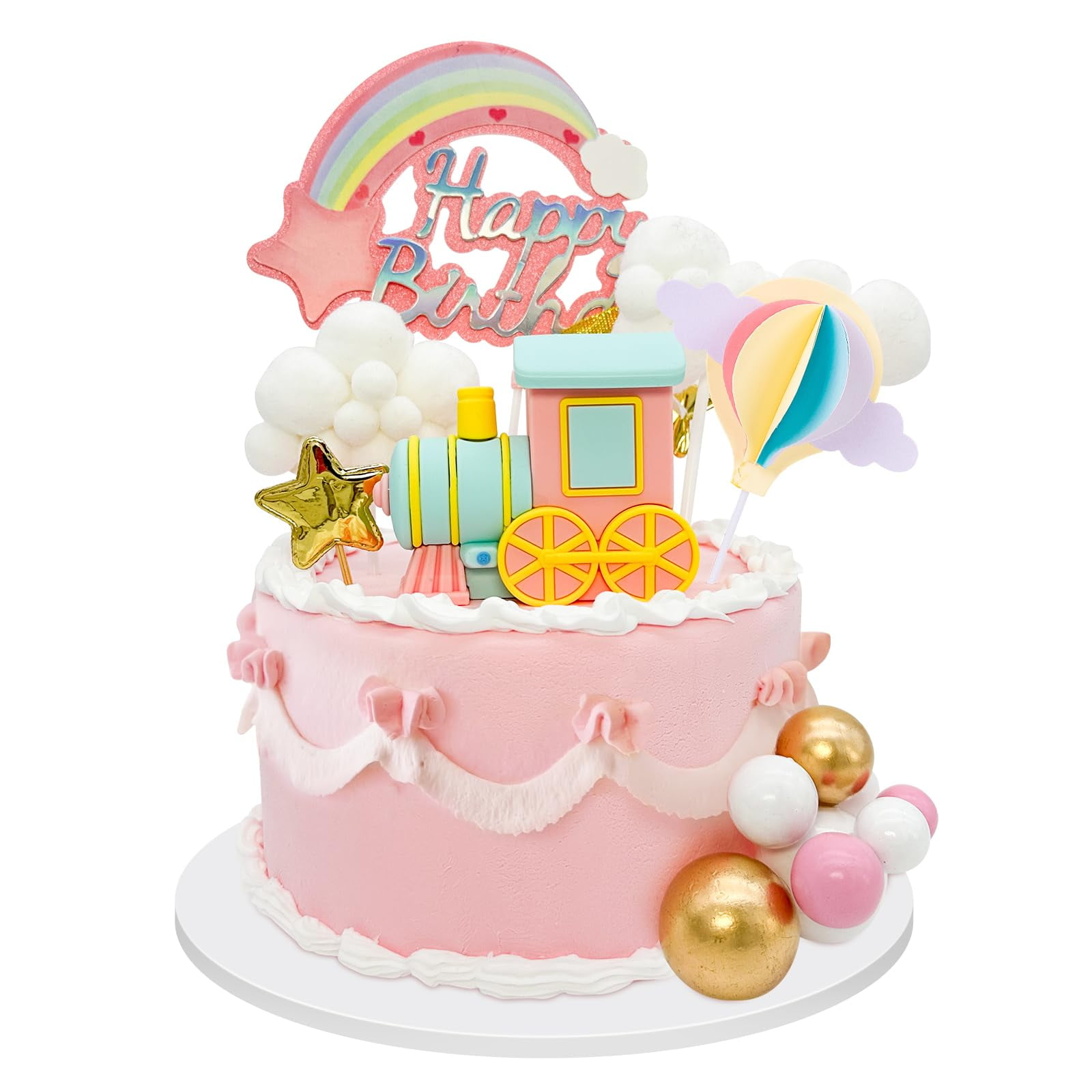 11Pcs Train Cake Toppers Colorful Cloud TVS1 Rainbow Cake Topper ...