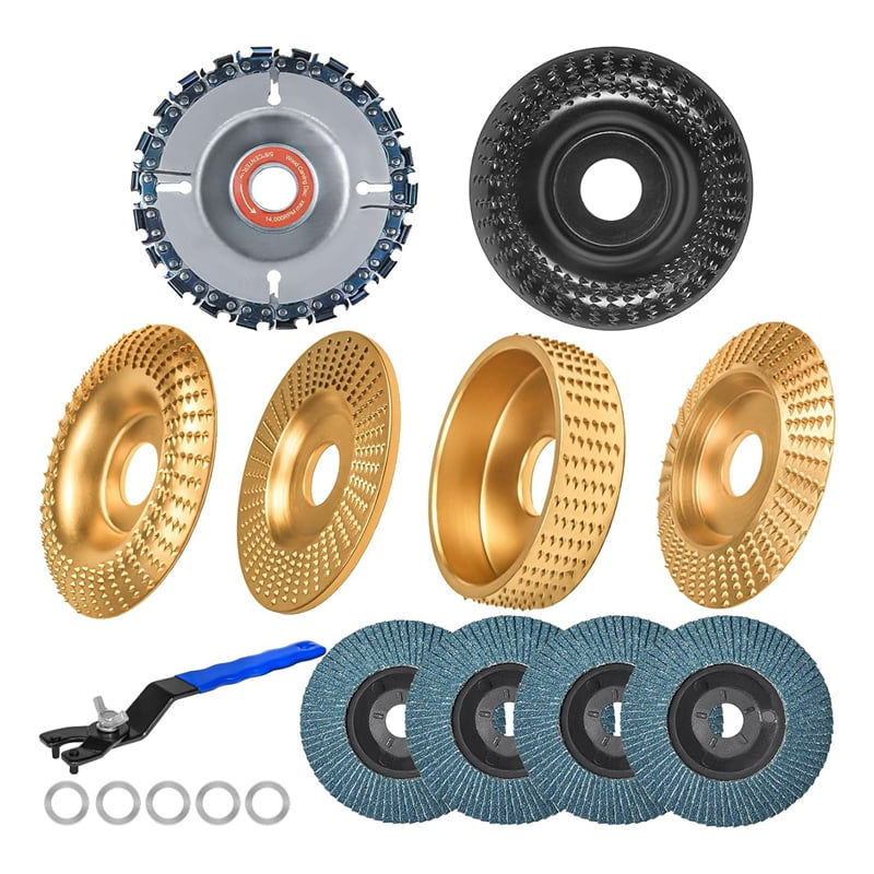 11Pcs Wood Carving Disc for 4Inch or 4 1/2Inch Angle Grinder, Grinder ...