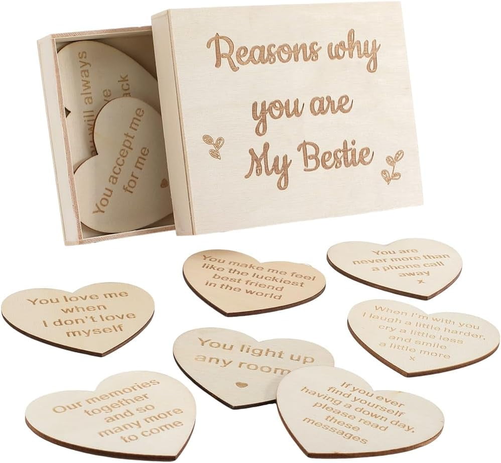 11Pcs Wood Keepsake Box Set Wood Heart Tokens Small Natural Color ...