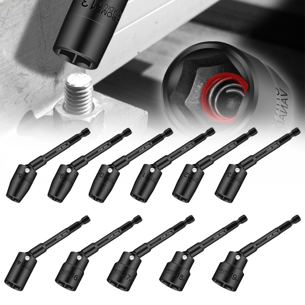 11Pcs for 360 Degree Rotatable Hexagon Driver Socket Head Adapter H8 ...
