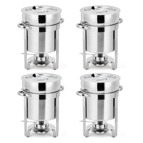 11QT Soup Chafer Set of 4, Stainless Steel Round Soup Warmer with Pot ...