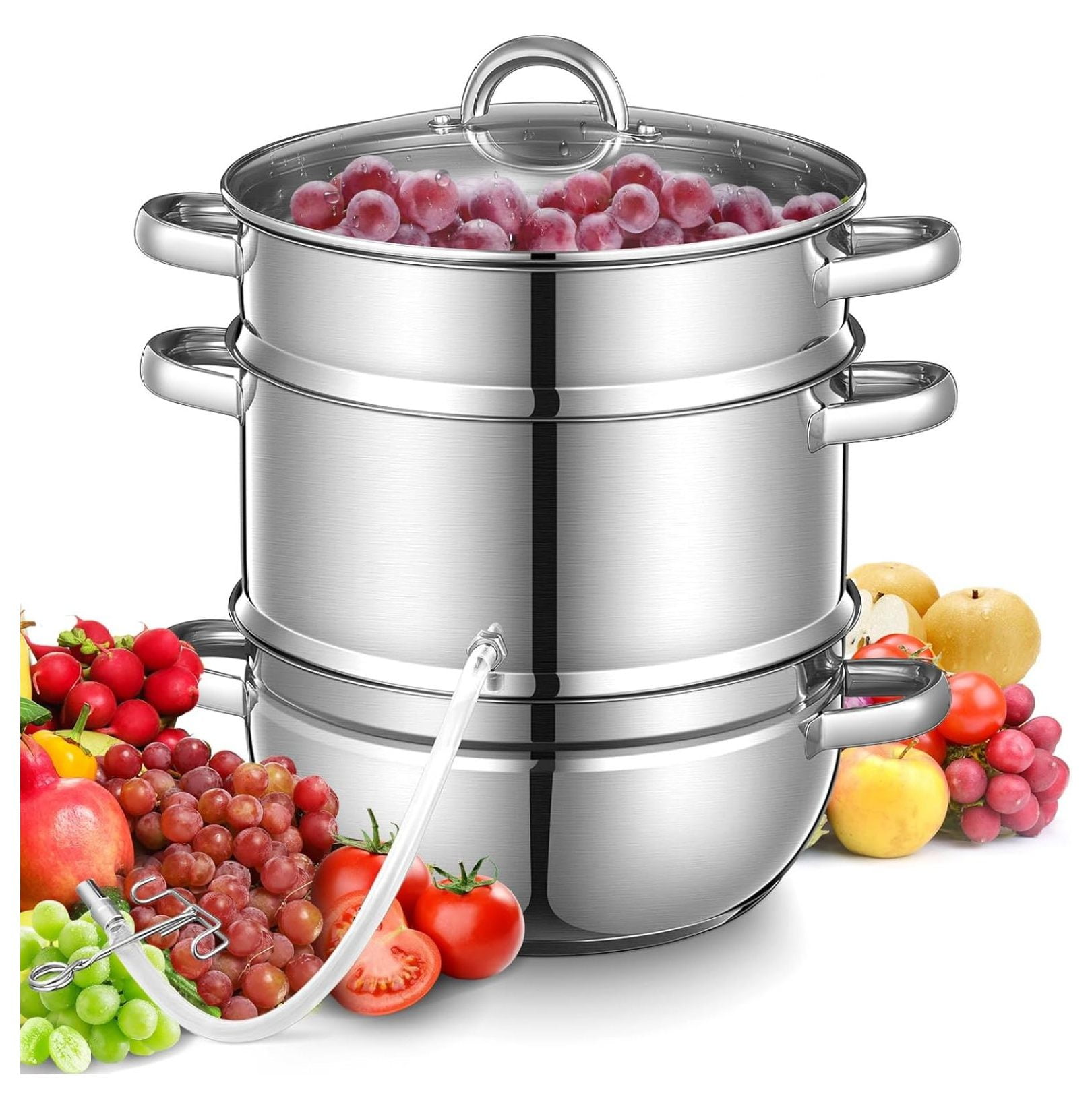 11Qt Steam Juicer Extractor for Canning, Juice Steamer Stainless Steel ...
