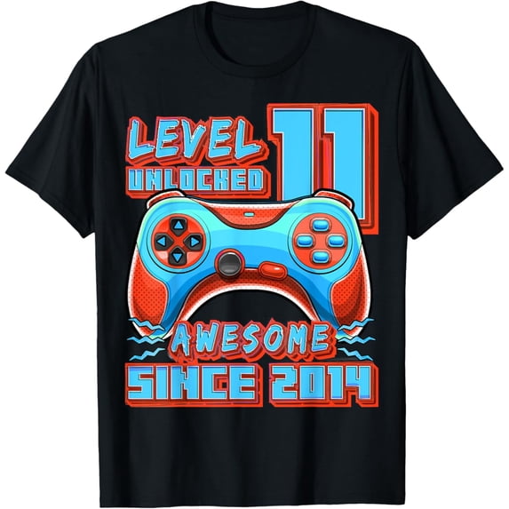 11Th Birthday Level 11 Gamer 11 Year Video Game Party Unisex T-Shirt S ...