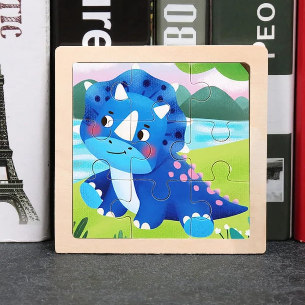 11X11CM Kids Wooden Puzzle Cartoon Animal Traffic Tangram Wood Puzzle ...