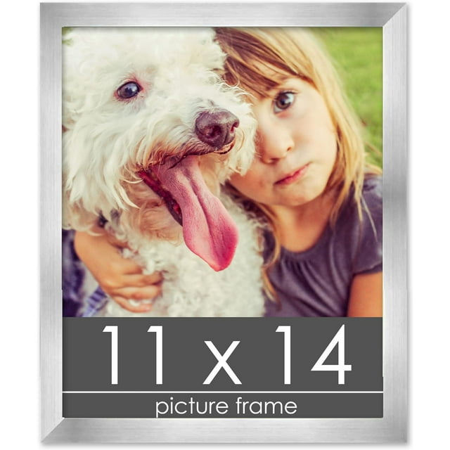11X14 Frame Silver Pewter Wood Frame With UV Plexiglass, Foam Board ...
