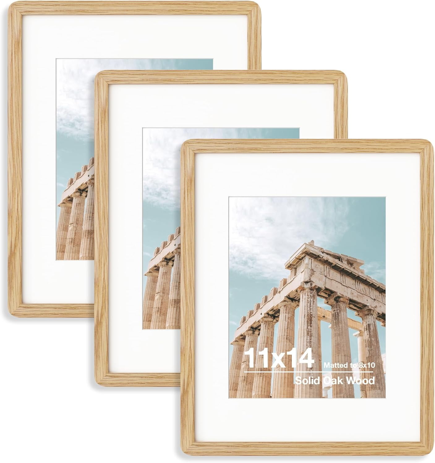 11X14 Picture Frame | Solid Oak Wood 11X14 Picture Frame with Mat for ...