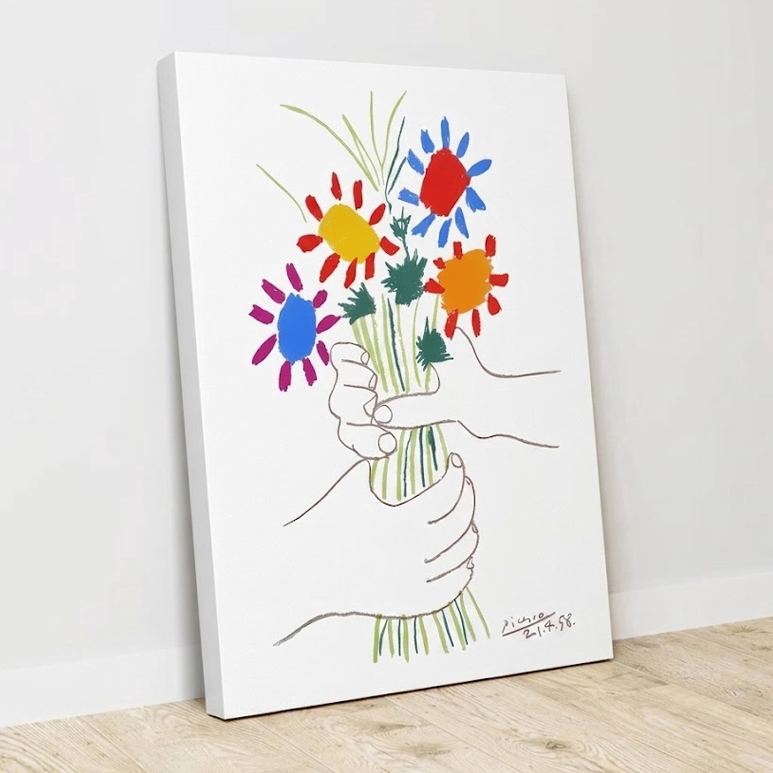 11X14 Size, Stretched Canvas Wall Art, Picasso Bouquet of Peace Art ...
