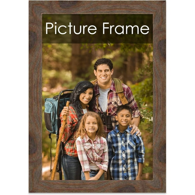 11X7 Frame Real Pine Wood | Walnut Complete Wood Picture Frame With UV ...
