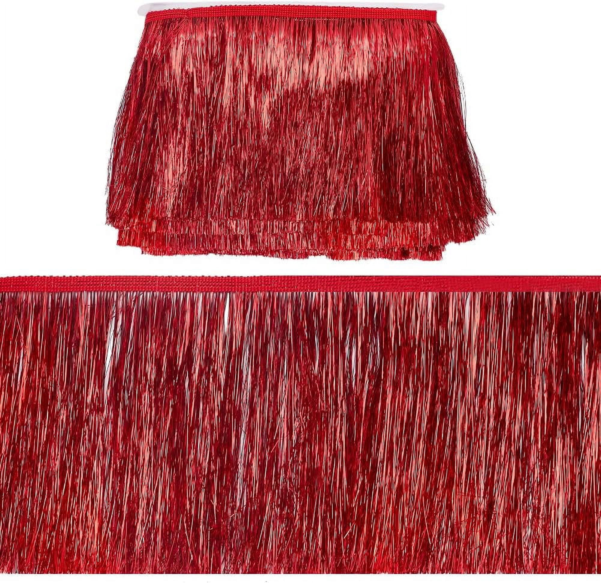 11Yards Red Wide Metallic Fringe Trim Tinsel 6 Inch Shiny Wall Hanging ...
