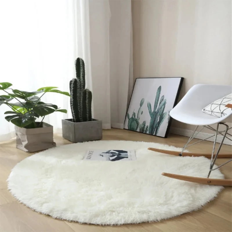 11color Round Rug for Bedroom,Fluffy Circle Rug for Kid Room,Furry ...
