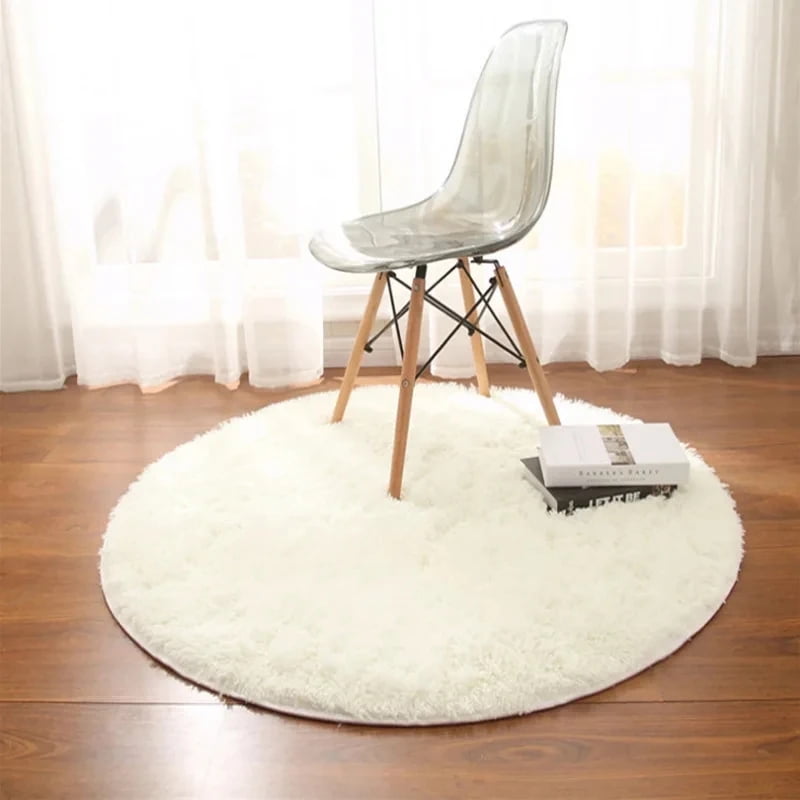 11color Round Rug for Bedroom,Fluffy Circle Rug for Kid Room,Furry ...