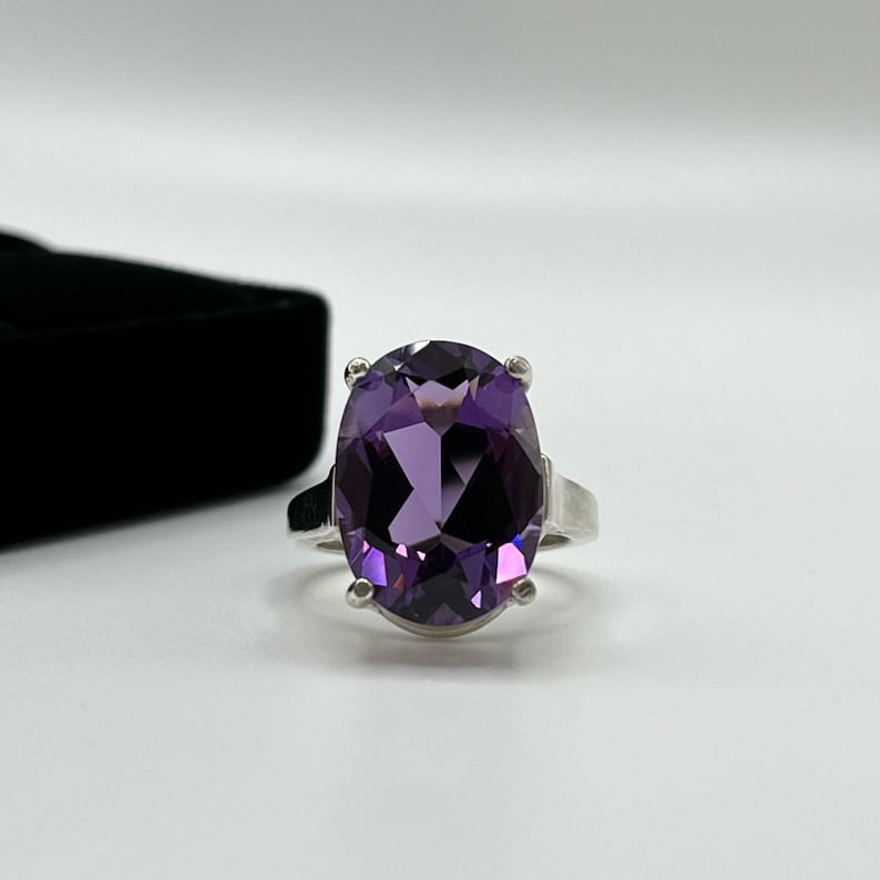 11ct Royal Purple Natural Amethyst Ring Amethyst Holiday Jewelry Gift ...