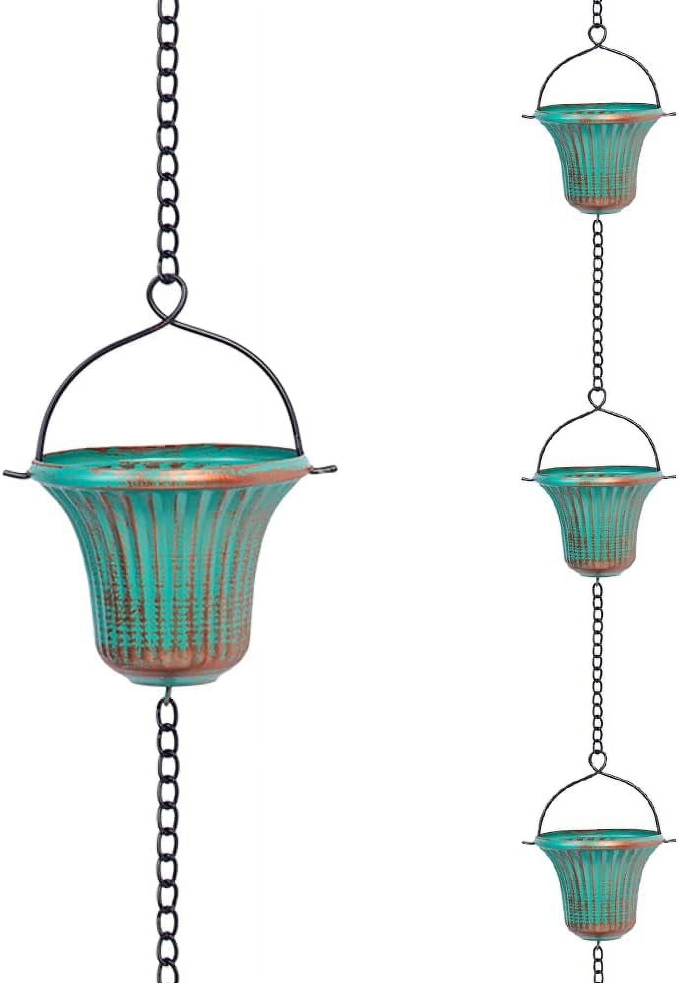 11ft Copper Rain Chains for Outside, 12 Cups Rain Catcher Chain ...