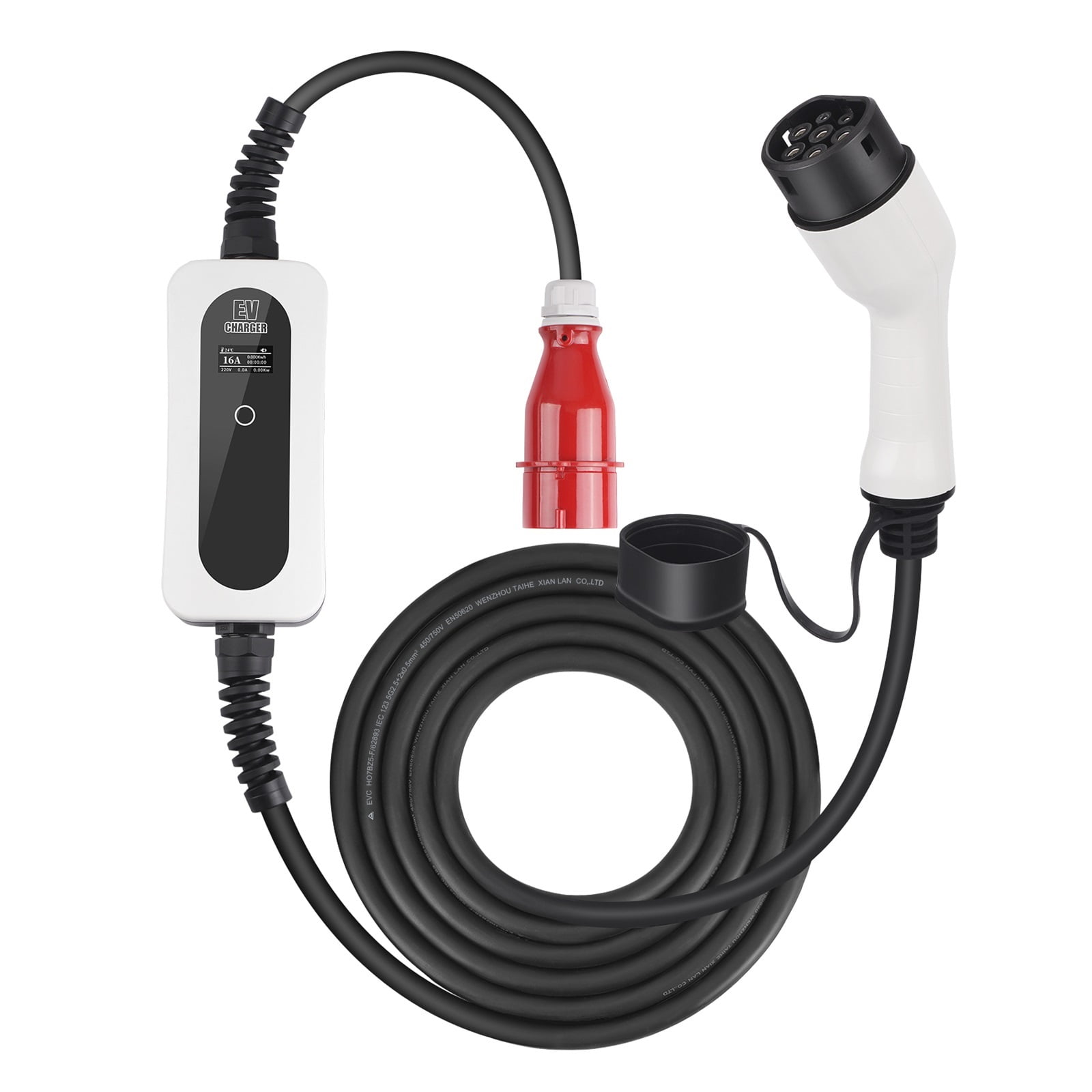 11kw 3 Phase 16A Adjustable Portable Ev Charger Type 2 Electric Vehicle ...