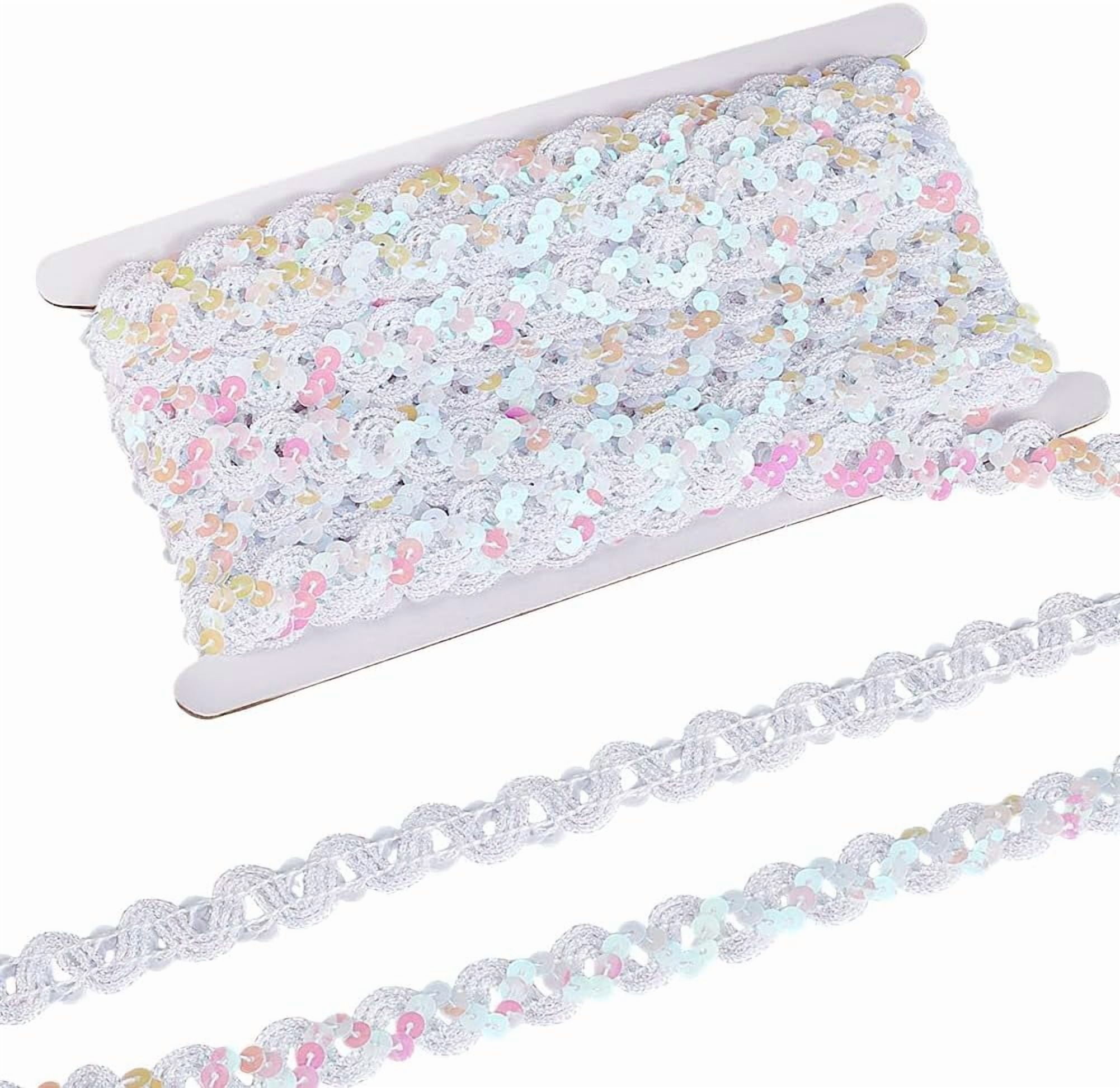 11m White S Wave Sequin Braid Trim 18mm Glitter Sequin Trim Edge Braid ...