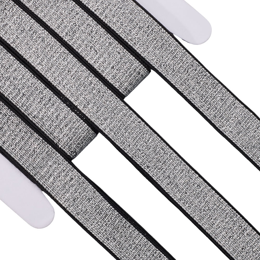 11m x 20mm Silver Metallic Stretch Ribbon Glitter Flat Elastic Band ...