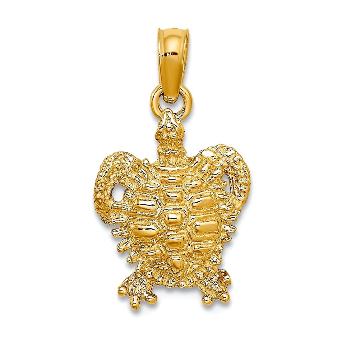 11mm 10k Solid Yellow Gold 2-d Sea Turtle With Spiny Shell Charm ...