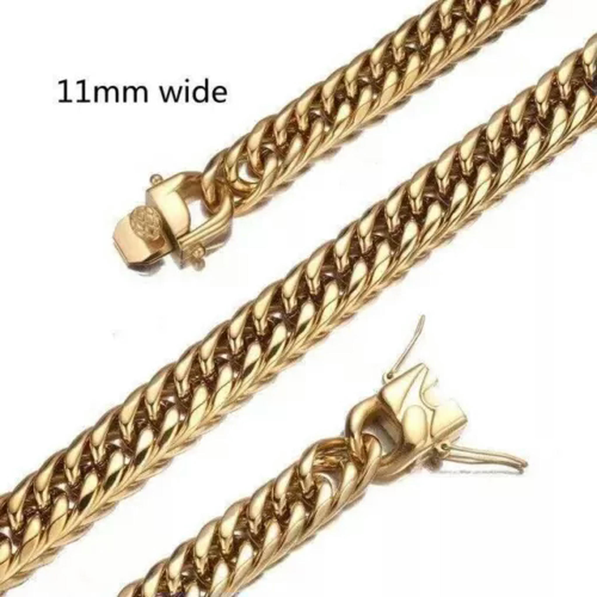 11mm~21mm Miami Double Cuban Link Chain 18K Gold Plated Titanium Steel ...