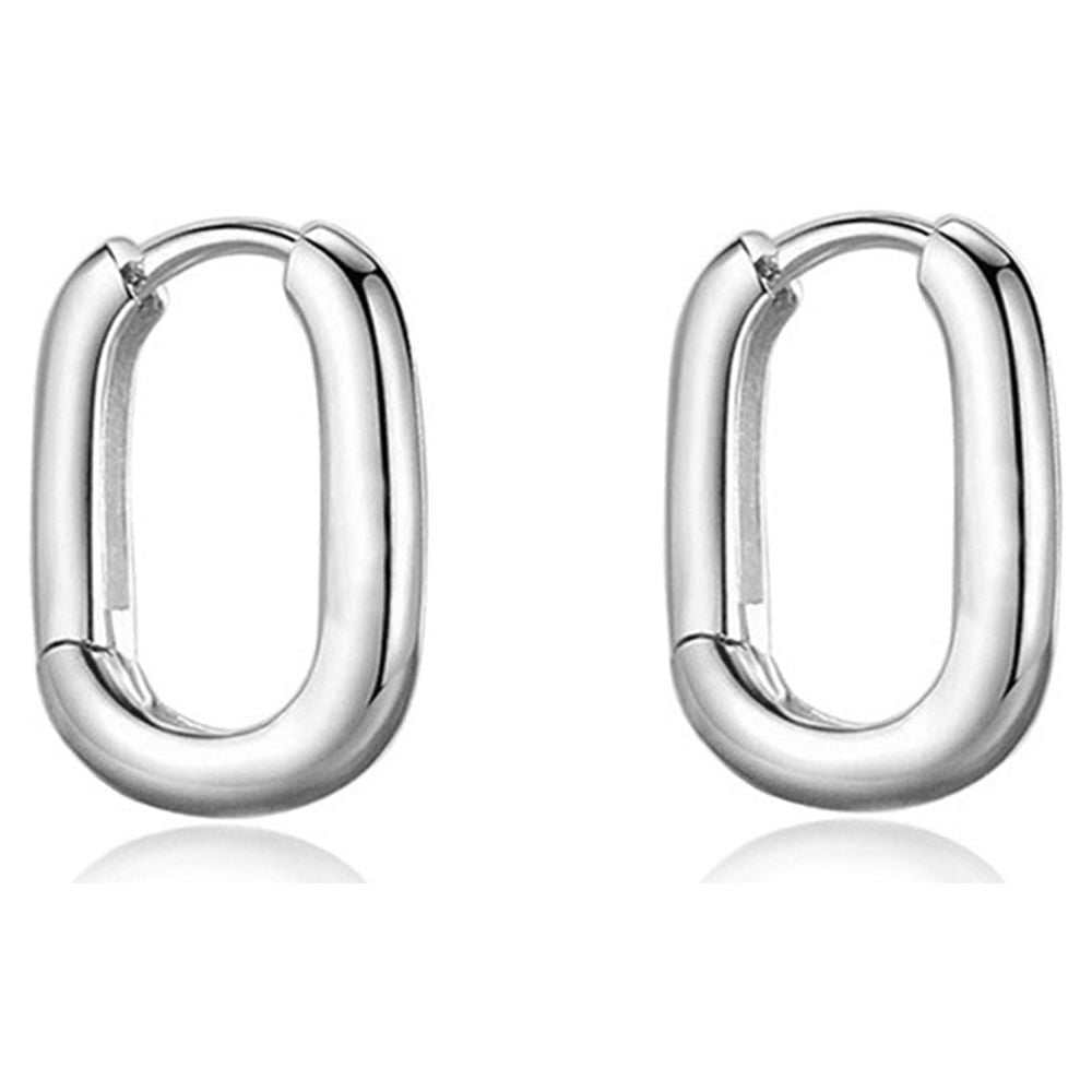 11mm Small Hoop Earrings Sterling Silver for Women Oval Tube Round ...