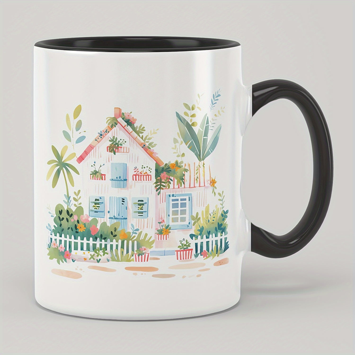 11oz (330ml) Ceramic Coffee Mug with Scenic House Design - Creative ...