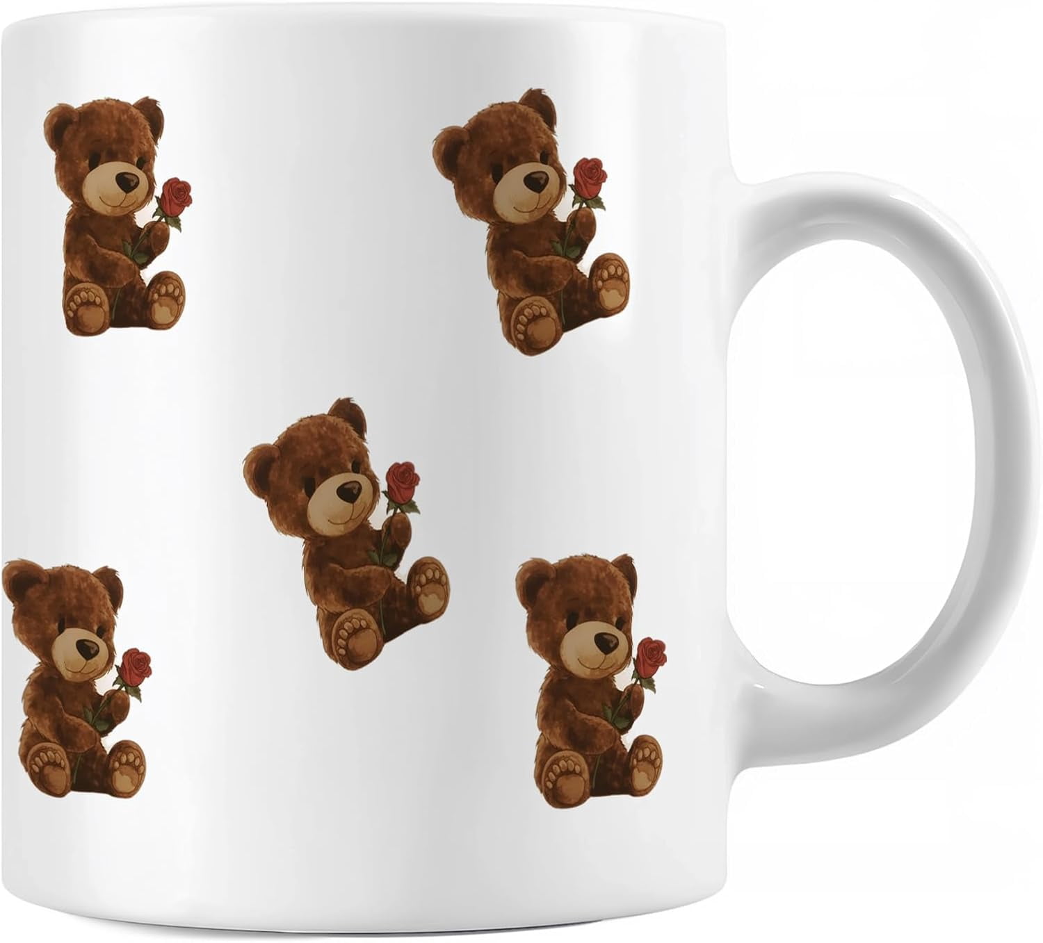 11oz Adorable Teddy Bear Mug - Double-Sided Printed White Ceramic ...