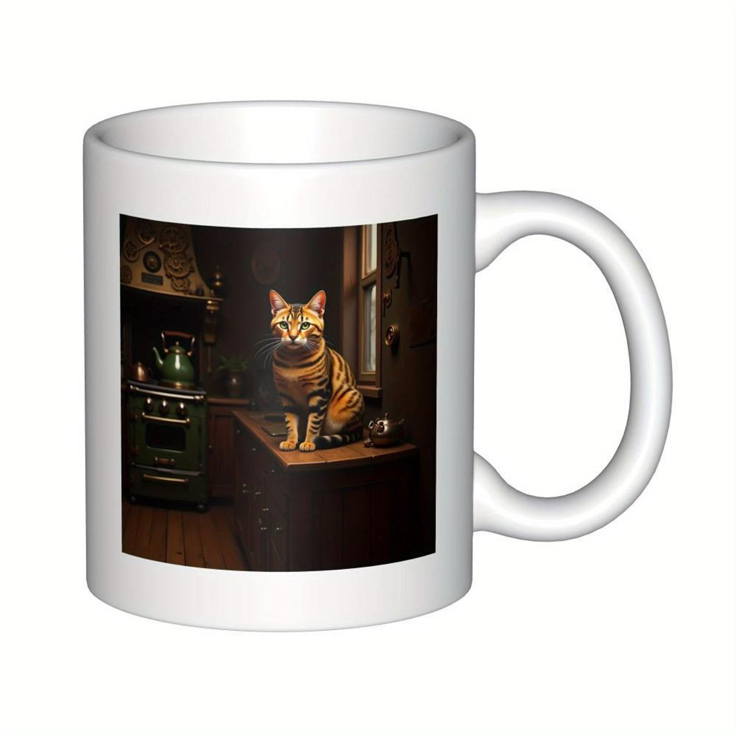 11oz Ceramic Bengal in Steampunk Kitchen Coffee Mug Funny Orange Tabby ...