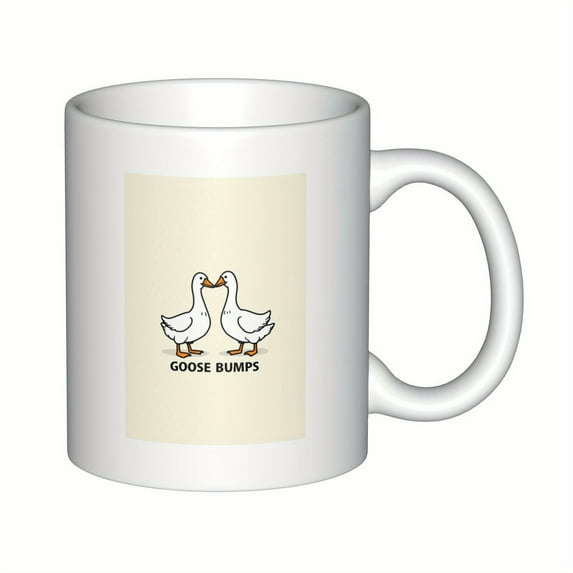 11oz Ceramic Coffee Mug - Goose Bumps Funny Design With Handle, White ...