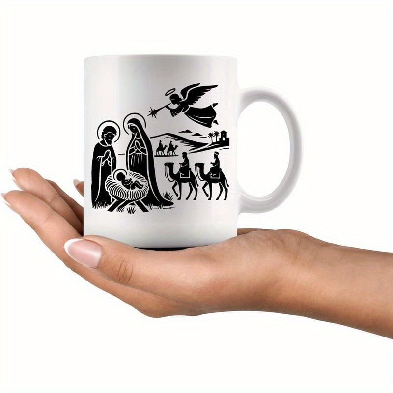 11oz Ceramic Coffee Mug with Nativity Scene Design – Holy Family, Angel ...