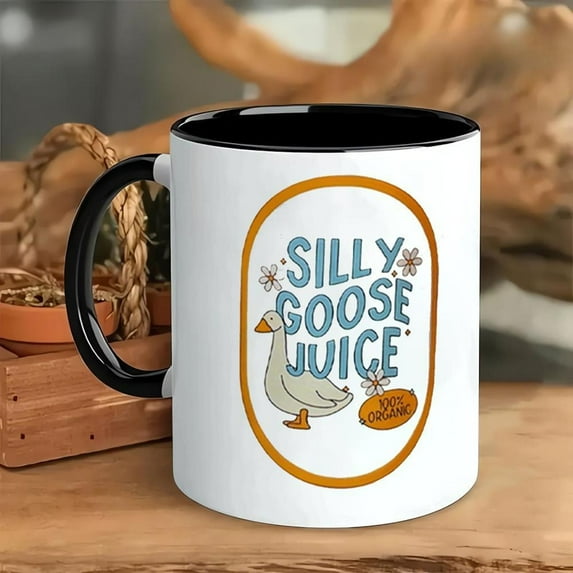 11oz Ceramic Coffee Mug with Goose Design Insulated Reusable Hand Wash ...