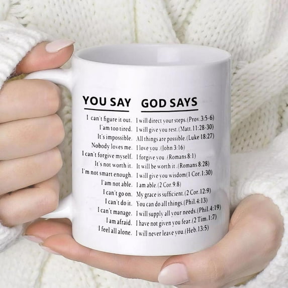 11oz Christian Ceramic Coffee Cup Inspirational Bible Quote You Say God ...