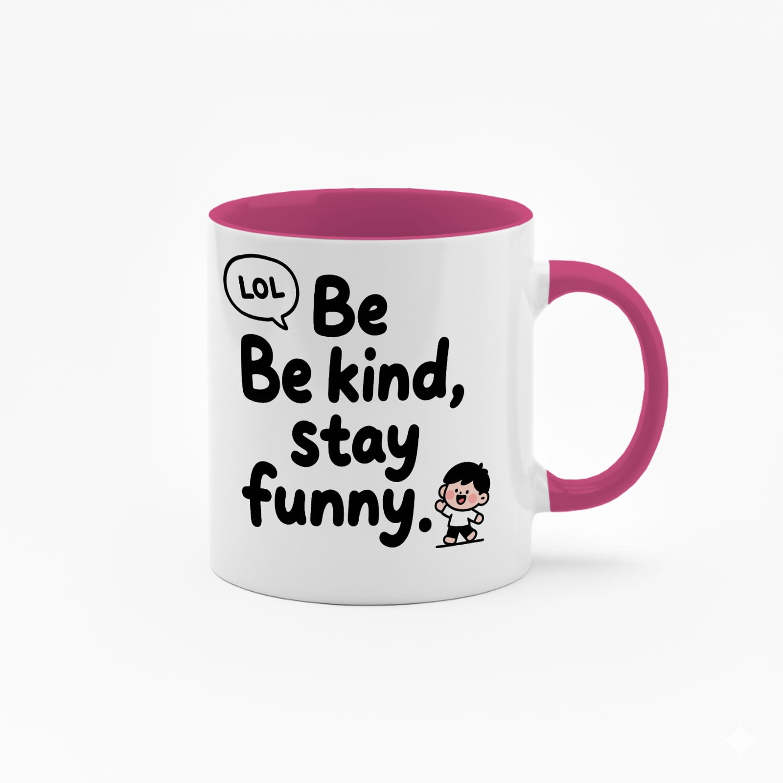 11oz Colorful Interior 'Be Kind, Stay Funny' Cartoon Ceramic Mug ...