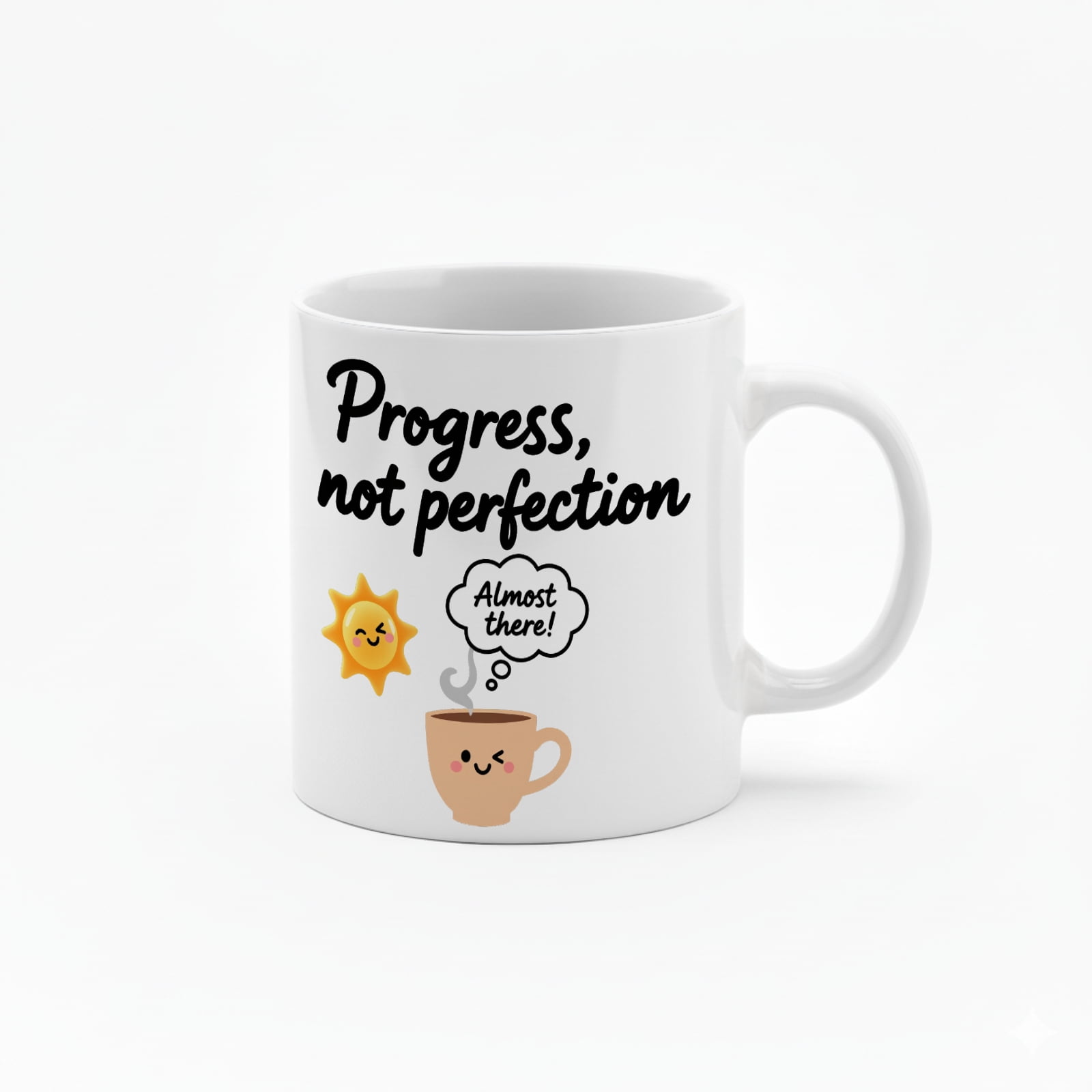 11oz Colorful Interior 'Progress, Not Perfection' Inspirational Ceramic ...