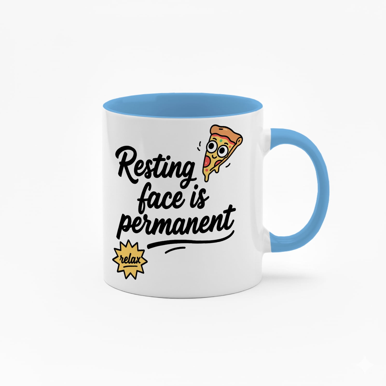11oz Colorful Interior 'Resting Face is Permanent' Cartoon Ceramic Mug ...